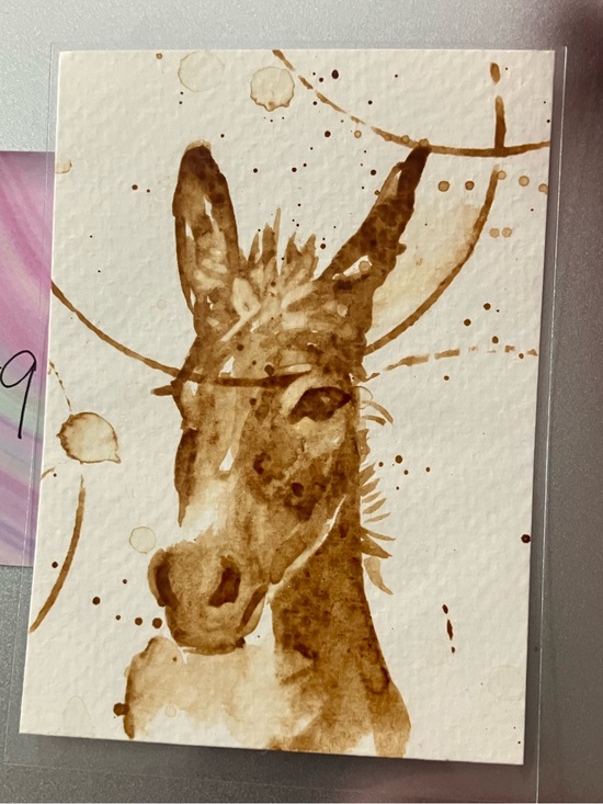 Artettina | Art | Aceo Donkey Western Coffee Painting Fun Gift Art ...